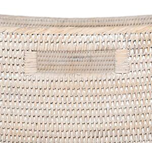 La Jolla Rattan Oblong Storage Basket, White-Wash, Large