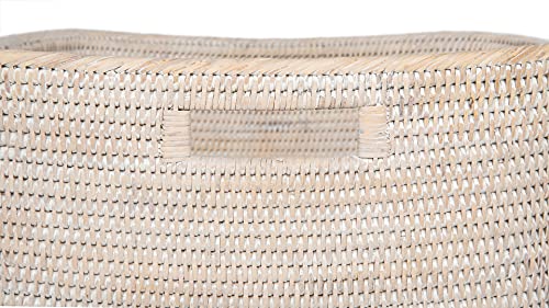 La Jolla Rattan Oblong Storage Basket, White-Wash, Large