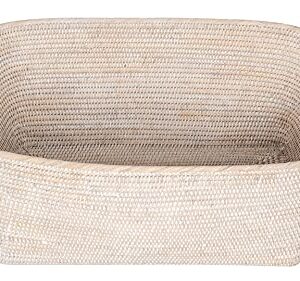 La Jolla Rattan Oblong Storage Basket, White-Wash, Large