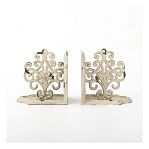 jemeni antique cast iron medallions bookends, distressed white