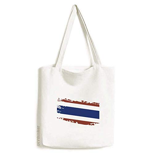 Thai Bangkok Thailand Flag Art Illustration Tote Canvas Bag Shopping Satchel Casual Handbag