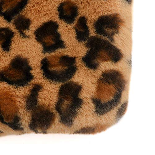 surell - Faux Rex Rabbit Fur Leopard Print Handbag - Small Fuzzy Tote Bag - Cute Y2K Style - Luxurious Fluffy Fashion Purse Gift - Animal Print Pocketbook - Spotted Stylish Handbag - (Tan)