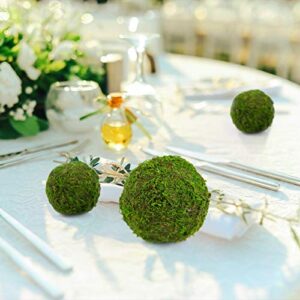 18 Pack Decorative Faux Dried Moss Balls- 6pcs 3.1" Artificial Green Plant Mossy Globes+ 12pcs 2.2" Handmade Sphere Moss Hanging Balls for Home Garden Decors Party Wedding Display Supplies Photo Props