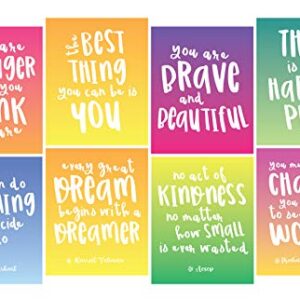 FOCUS AND ZEAL Inspirational Wall Art 8 Pack - 8 Different Motivational Quotes for Girls on 8"x10" Wall Prints - Great Posters for Girl's Bedrooms, Dorms, and Homes