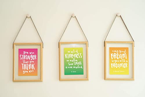 FOCUS AND ZEAL Inspirational Wall Art 8 Pack - 8 Different Motivational Quotes for Girls on 8"x10" Wall Prints - Great Posters for Girl's Bedrooms, Dorms, and Homes