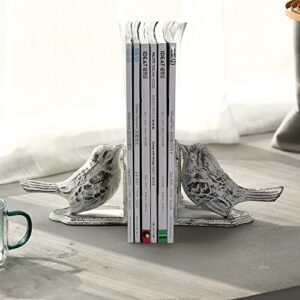 jemeni birds bookends decorative, 1 pair book ends, whitewashed finish