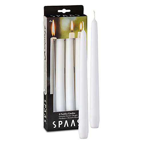 SPAAS White Taper Candles - 4 Pack | 10 Inch Tall Candles, Scent-Free Premium Wax Candle Sticks | 8 Hour Long Burning White Candlesticks for Home Decoration, Wedding, Holiday and Parties