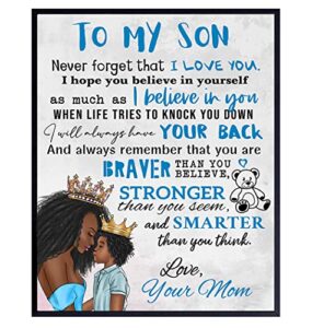 boys bedroom decor – black art – african american art – to my son gifts from mom – little boys room decor – wall art for boys – blue baby boy nursery decor – kids room decor – family decor