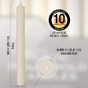 Hyoola 10 Inch Dinner Candles - 12 Pack - Wool White Tall Candles - Unscented Rustic Candles - Long Burning Candle Sticks