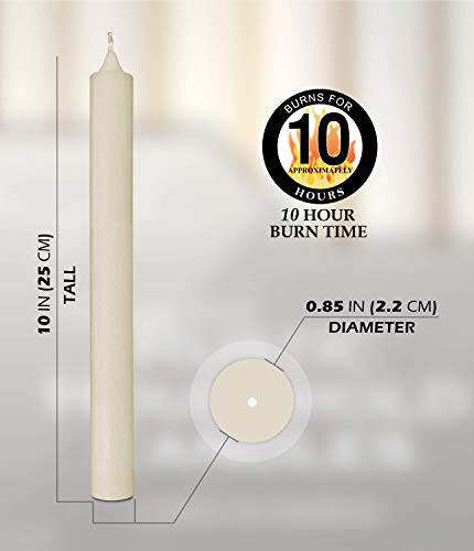 Hyoola 10 Inch Dinner Candles - 12 Pack - Wool White Tall Candles - Unscented Rustic Candles - Long Burning Candle Sticks