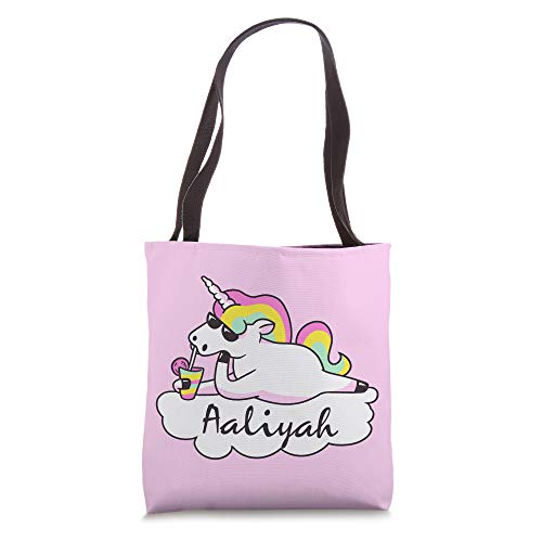 Funny Unicorn Aaliyah Name Gift Trendy Pink Personalized Tote Bag