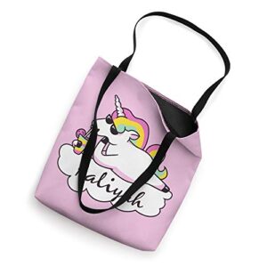 Funny Unicorn Aaliyah Name Gift Trendy Pink Personalized Tote Bag