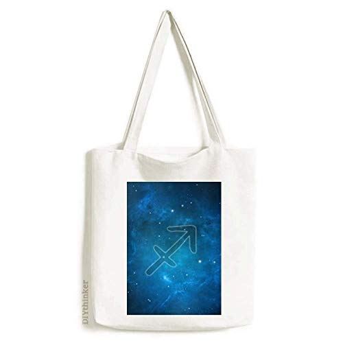 Starry Night Sagittarius Zodiac Constellation Tote Canvas Bag Shopping Satchel Casual Handbag