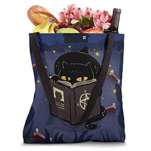 Black Cat Witch Magic Spell Book Curse Witchy Halloween Cute Tote Bag