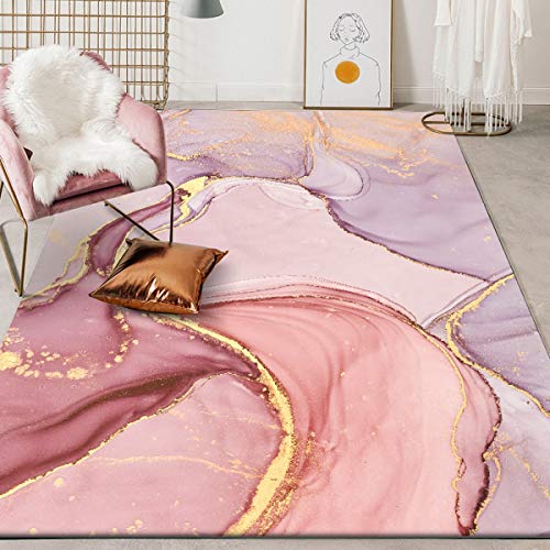 3x5ft Modern Abstract Area Rugs for Bedroom Pink Carpets for Living Room Cute Fashion Marble Waves Coffee Table Rugs Kitchen Dining Room Carpets Indoor Outdoor Runner Rugs Floor Mats A