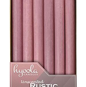 Hyoola 10 Inch Dinner Candles - 12 Pack - Rose Pink Tall Candles - Unscented Rustic Candles - Long Burning Candle Sticks