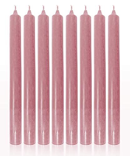 Hyoola 10 Inch Dinner Candles - 12 Pack - Rose Pink Tall Candles - Unscented Rustic Candles - Long Burning Candle Sticks