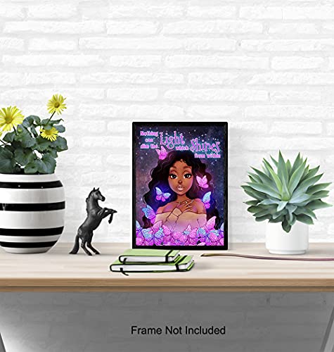 African American Girls Wall Art - Black Art - Little Girls Bedroom Decor - Teen Room - Inspirational Positive Quotes Wall Decor - Motivational Poster - Uplifting Encouragement Daughter Gifts for Women