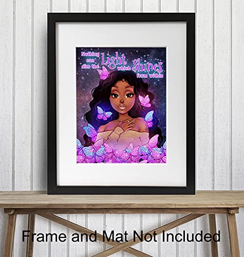 African American Girls Wall Art - Black Art - Little Girls Bedroom Decor - Teen Room - Inspirational Positive Quotes Wall Decor - Motivational Poster - Uplifting Encouragement Daughter Gifts for Women