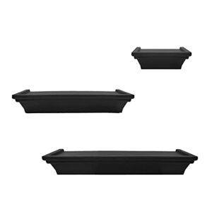 rienias floating shelves wall mounted,wall decor for bedroom,living room,bathroom set of 3,black