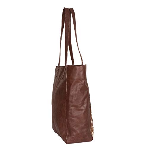 Mona B Hailey Genuine Western Cowhide and Leather Tote Handbag Plus a Bonus Bag Vegetable Dyed with RFID Blocking