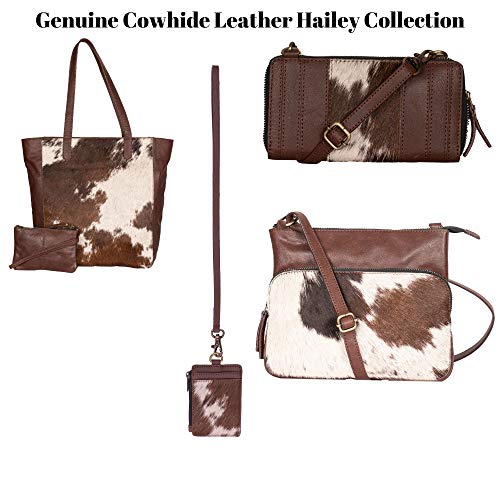 Mona B Hailey Genuine Western Cowhide and Leather Tote Handbag Plus a Bonus Bag Vegetable Dyed with RFID Blocking