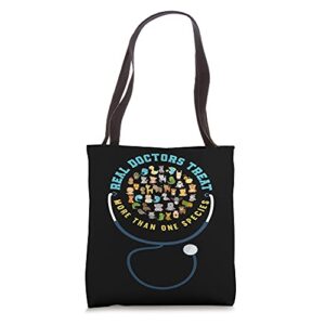 real doctors treat more species funny veterinary technician tote bag