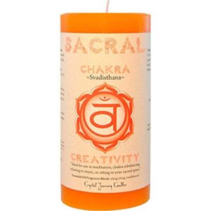 Crystal Journey Pillar Chakra Candles Bundle of 3 (Sacral Chakra, Solar Plexus Chakra, Root Chakra)