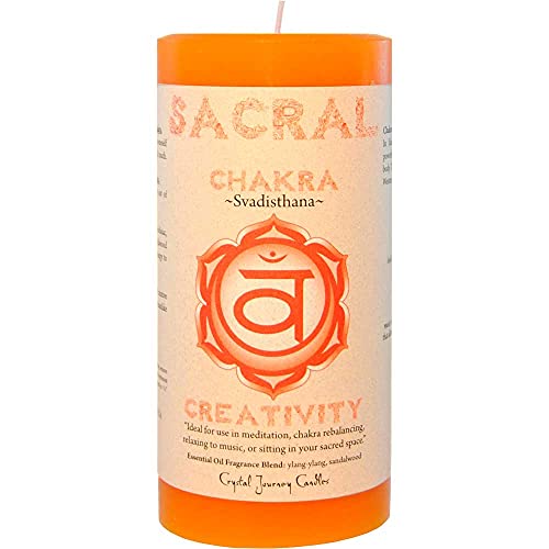 Crystal Journey Pillar Chakra Candles Bundle of 3 (Sacral Chakra, Solar Plexus Chakra, Root Chakra)