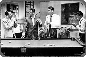 the rat pack – shooting pool poster 12″ x 8″ vintage metal tin sign home decor garage man cave wall art