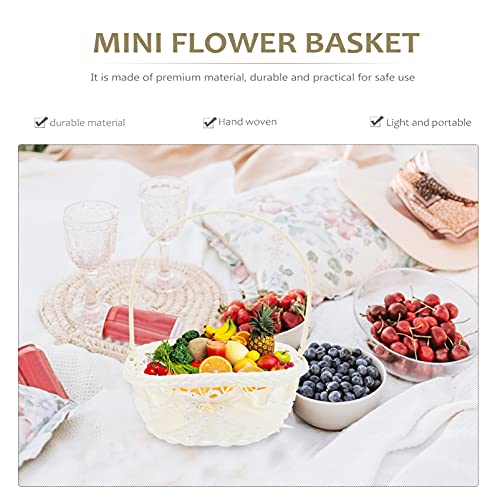 BESPORTBLE Wicker Basket with Handle Rattan Picnic Basket Woven Flower Girl Basket Rustic Storage Basket for Wedding Home Outdoor