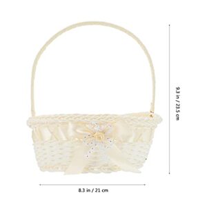 BESPORTBLE Wicker Basket with Handle Rattan Picnic Basket Woven Flower Girl Basket Rustic Storage Basket for Wedding Home Outdoor