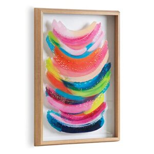 kate and laurel blake bright abstract framed printed glass art by jessi raulet of ettavee, 18×24 natural, beautiful modern glass wall art for home