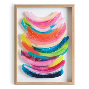 Kate and Laurel Blake Bright Abstract Framed Printed Glass Art by Jessi Raulet of EttaVee, 18x24 Natural, Beautiful Modern Glass Wall Art for Home