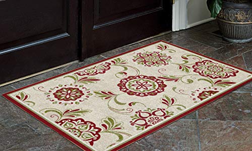 Brumlow MILLS Samara Home Indoor Area Rug with Traditional Floral Print Pattern for Living Room Decor, Dining Room, Kitchen Rug, or Bedroom Carpet, 30" x 46", Red