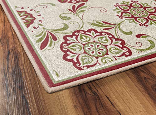 Brumlow MILLS Samara Home Indoor Area Rug with Traditional Floral Print Pattern for Living Room Decor, Dining Room, Kitchen Rug, or Bedroom Carpet, 30" x 46", Red