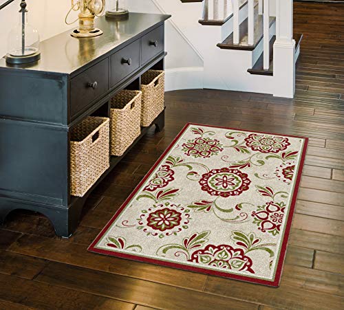 Brumlow MILLS Samara Home Indoor Area Rug with Traditional Floral Print Pattern for Living Room Decor, Dining Room, Kitchen Rug, or Bedroom Carpet, 30" x 46", Red