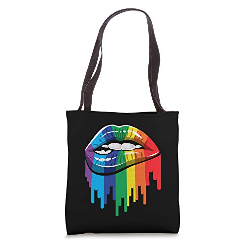 Womens Casual Color Lips Print 80s Design Tote Bag