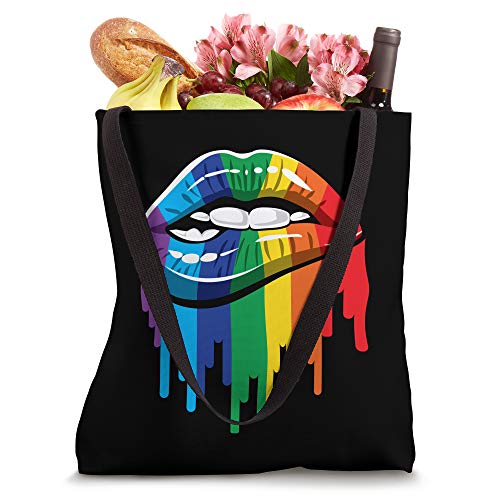 Womens Casual Color Lips Print 80s Design Tote Bag