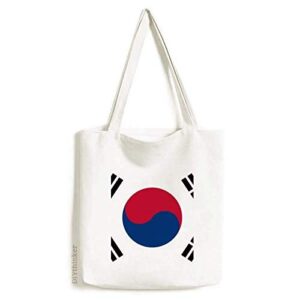 south korea national flag asia country tote canvas bag shopping satchel casual handbag