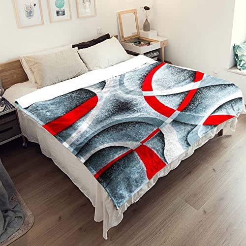 Jreergy Flannel Fleece Blanket - Gray Black Red White Swirls Throw Blanket for Bedroom Couch Travelling,Comfortable All Season Air Conditioning Blanket for Adult Chidern 50"x40"