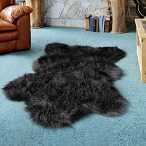 HOMECUTE Black Fur Rug 6ft x 3ft. Black Rug Bear Rug Black Rug for Living Room Black Rug for Bedroom Faux Fur Rug Bear Rug Kids Room Rug Bedside Rugs Animal Rug Black Room Rug