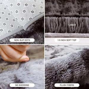 YOBATH Fluffy Shag Area Rugs 5x7 for Living Room Bedroom, Soft Fuzzy Shaggy Carpet Rugs for Girls Boys Kids Indoor Floor Nursery Home Decor, Dark Grey