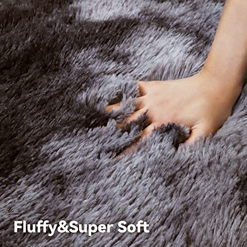 YOBATH Fluffy Shag Area Rugs 5x7 for Living Room Bedroom, Soft Fuzzy Shaggy Carpet Rugs for Girls Boys Kids Indoor Floor Nursery Home Decor, Dark Grey