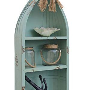 Contemporary Home Living 34.25" Teal Blue Handcrafted Canoe Shelf with Rope