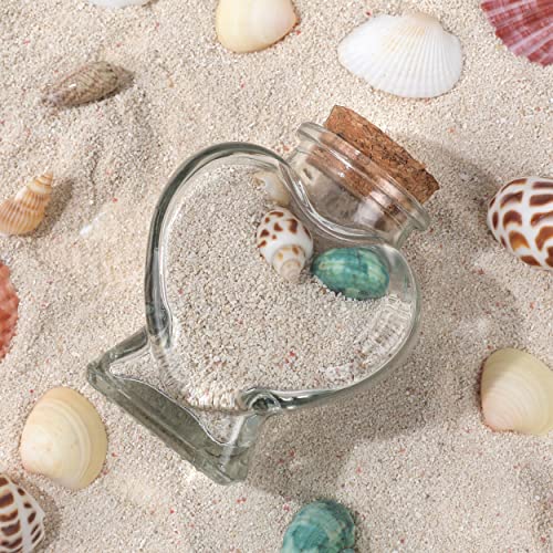 Magic Season Decorative Glass Bottles with Cork Stoppers (2.7 fl oz. Heart-Shaped Bottles / 6 Pcs)