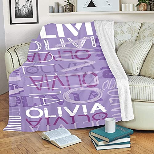 KEEPASSION Customized Blanket with Text Custom Blanket Personalized Flannel Throw Blankets for Adult Kid Birthday Christmas Halloween Mothers Fathers Valentines Day Gift (Purple, 30"x40")