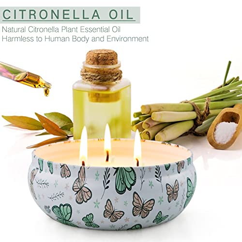 Citronella Candles Outdoor Indoor Large,13.5 oz 3 Pack Longlast 75-80 Hrs for Each,3 Wicks Jar Citronella Candles Sets for Home Garden Patio Balcony