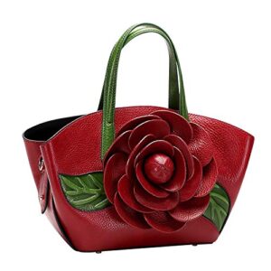 PIJUSH Designer Purses and Handbags for Women Floral Top Handle Satchel Handbag Ladies Crossbody Bags for Women (20103 Red)