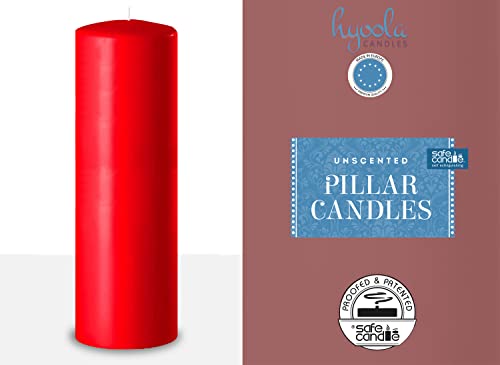 Hyoola Red Pillar Candles 2x8 Inch - 4 Pack Unscented Pillar Candles - European Made